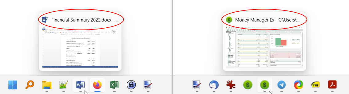 Titlebar display order: 1. database filename; 2. localized program name. `Recent Files` menu: 3 ...