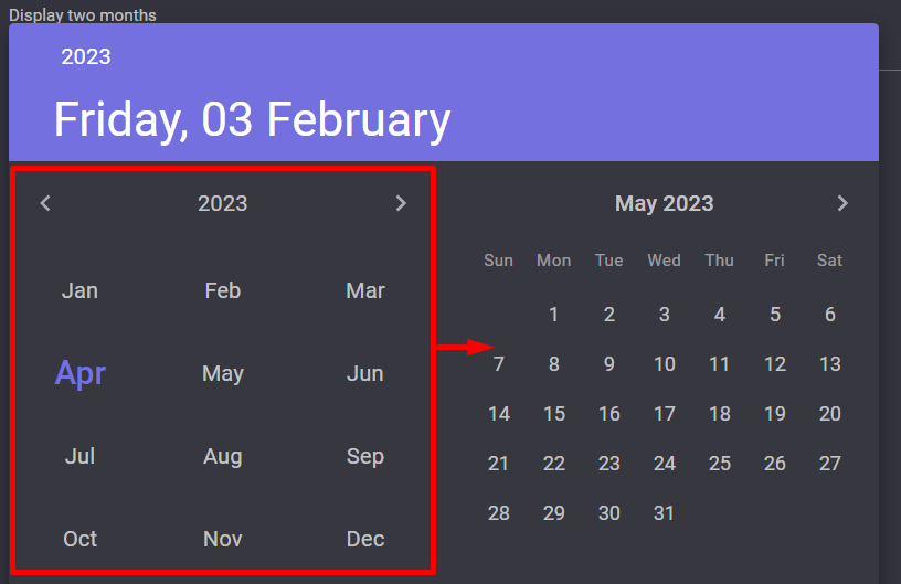 MudDatePicker DisplayMonths issue · Issue #6270 · MudBlazor/MudBlazor · GitHub