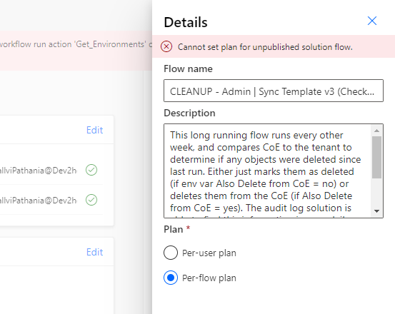 [CoE Starter Kit - BUG] CLEANUP - Admin | Sync Template v3 (Check Deleted) can't assign per flow ...