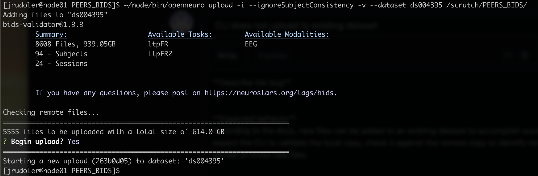 CLI does not upload to existing dataset · Issue #2750 · OpenNeuroOrg/openneuro · GitHub