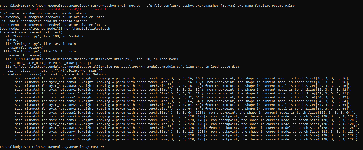 Size mismatch · Issue #102 · zju3dv/neuralbody · GitHub