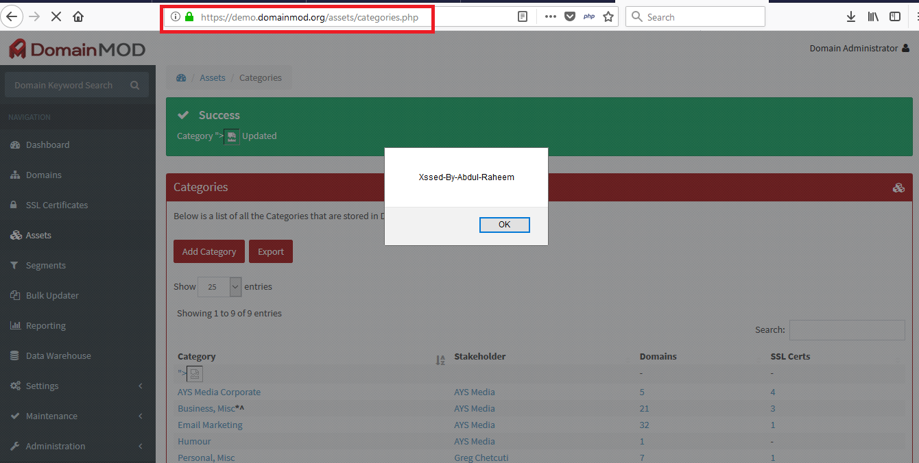 Multiple Stored XSS in DomainMOD 4.11.01 · Issue #88 · domainmod/domainmod · GitHub