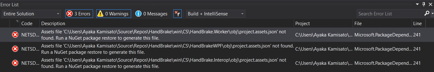 project.assets.json not found; attempts to find non-existent files · Issue #4001 · HandBrake ...