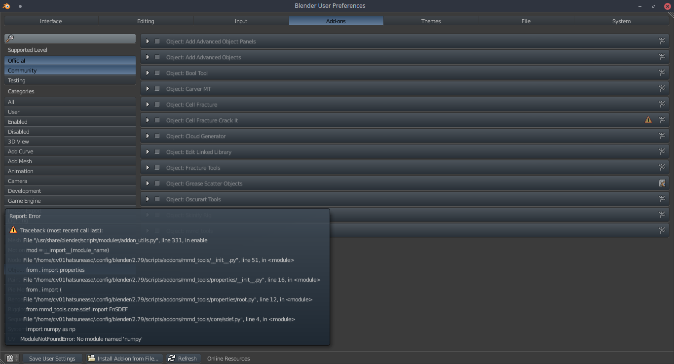 Not installing properly on Blender 2.79b on Ubuntu · Issue #212 · powroupi/blender_mmd_tools ...