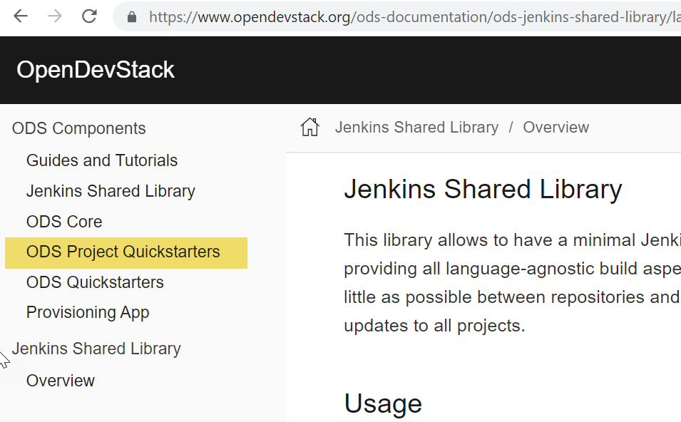 latest doc still contains ODS-project-qickstarters (and also ods ...