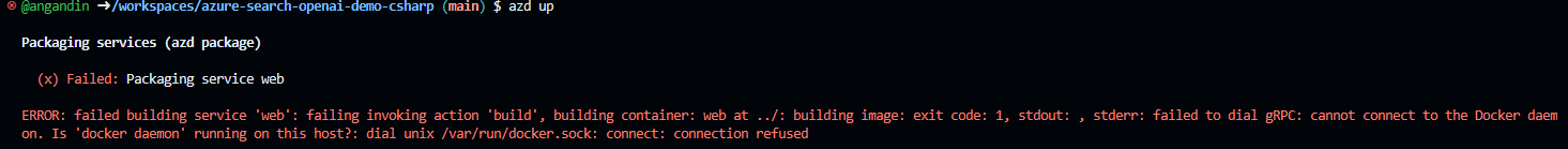failed building service 'web' · Issue #106 · Azure-Samples/azure-search-openai-demo-csharp · GitHub