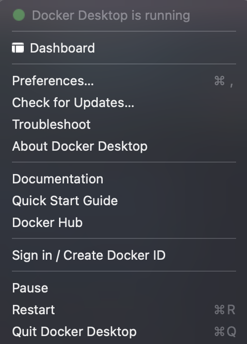 Link to open Docker Dashboard missing from menubar icon on Mac · Issue #6192 · docker/for-mac ...