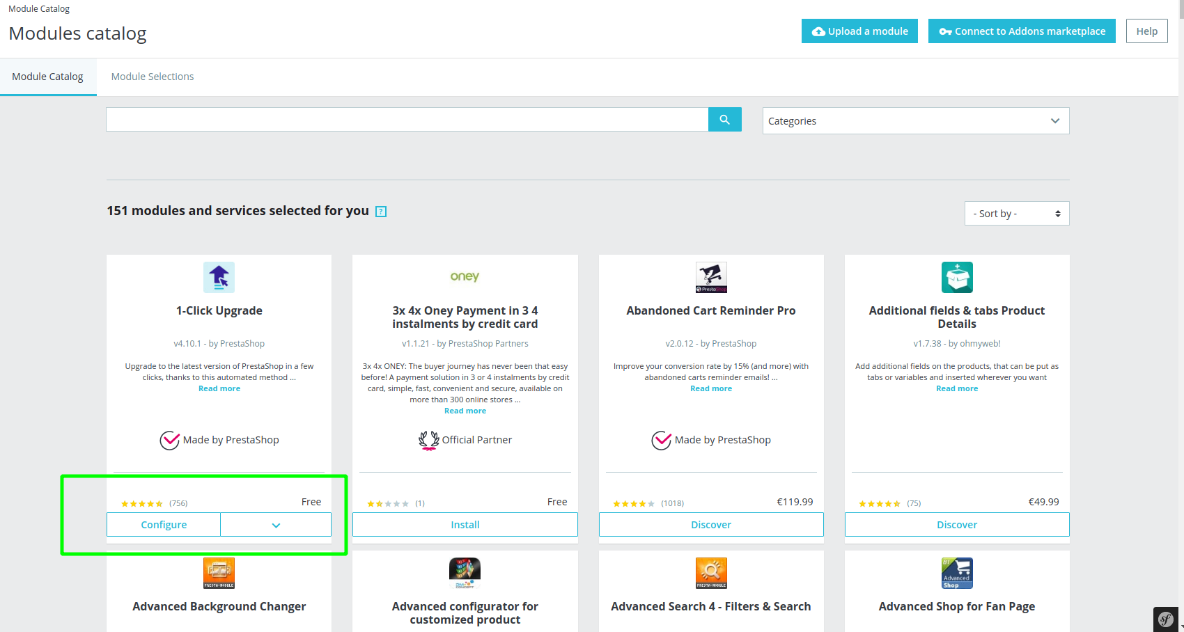 BO - Modules catalog / "Configure" button is missing · Issue #22170 · PrestaShop/PrestaShop · GitHub