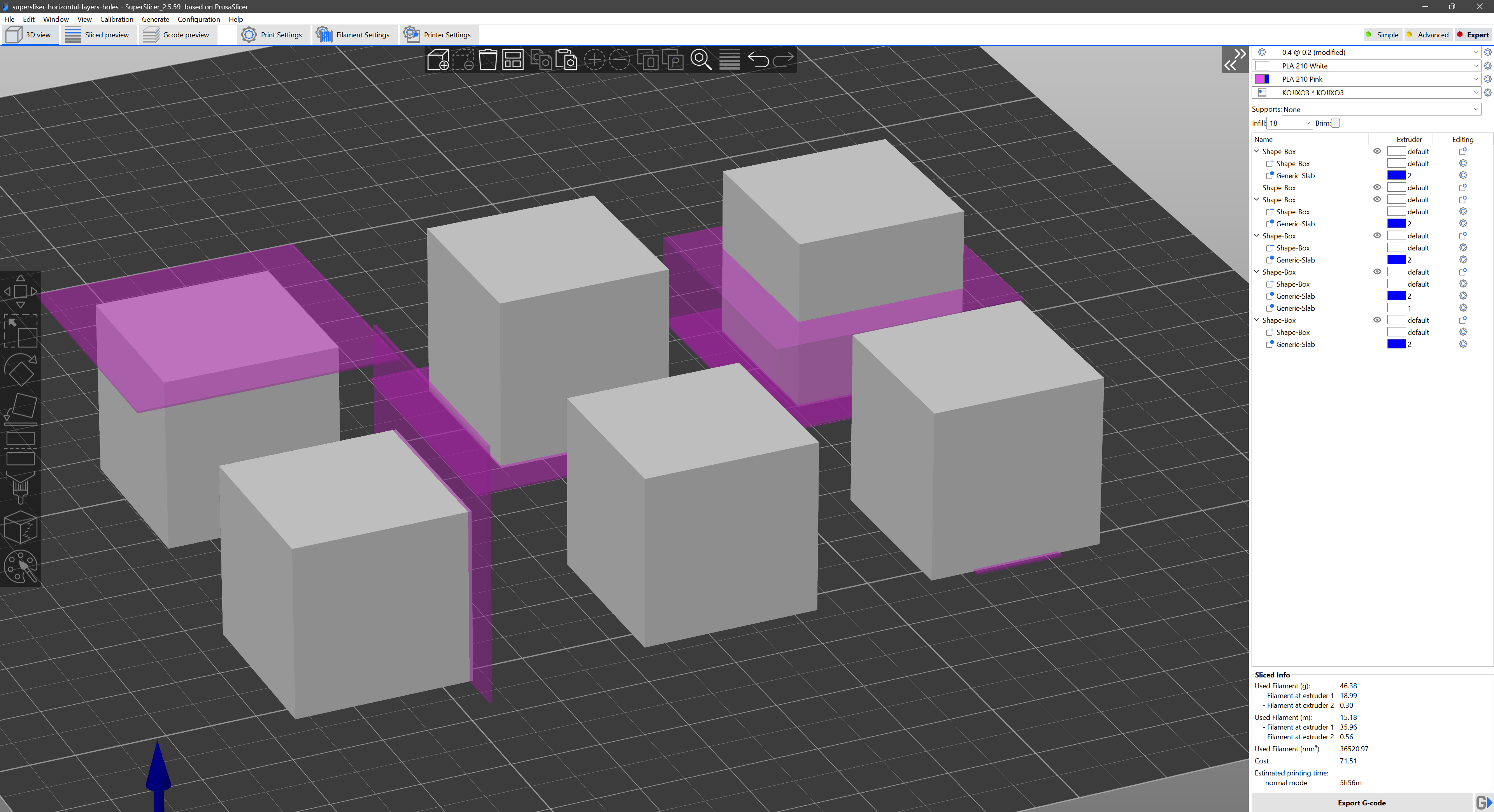 Horizontal solid layers number ignored if default extruder is overridden by thin modifier ...