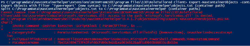 Export-NavContainerObjects : Unexpected error message in OnPrem · Issue #271 · microsoft ...