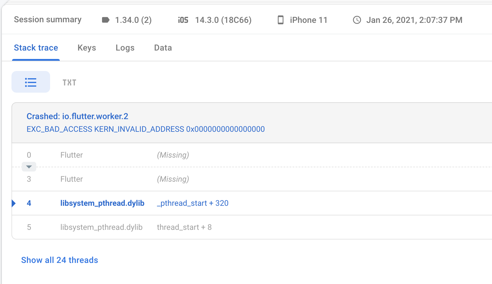 Crashed: DartWorker EXC_BAD_ACCESS KERN_INVALID_ADDRESS 0x0000000000000100 · Issue #68603 ...