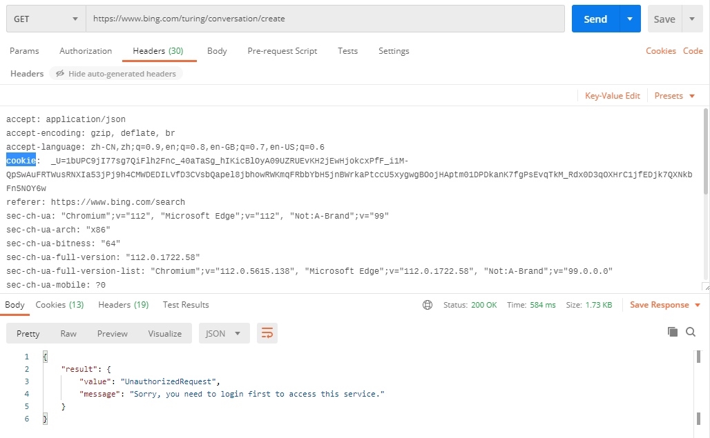UnauthorizedRequest Exception · Issue #8 · bsdayo/BingChat · GitHub