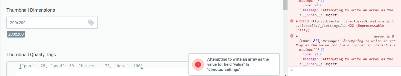 Cannot save id 11 on database (Thumbnail dimension) · Issue #795 · directus/v8-archive · GitHub