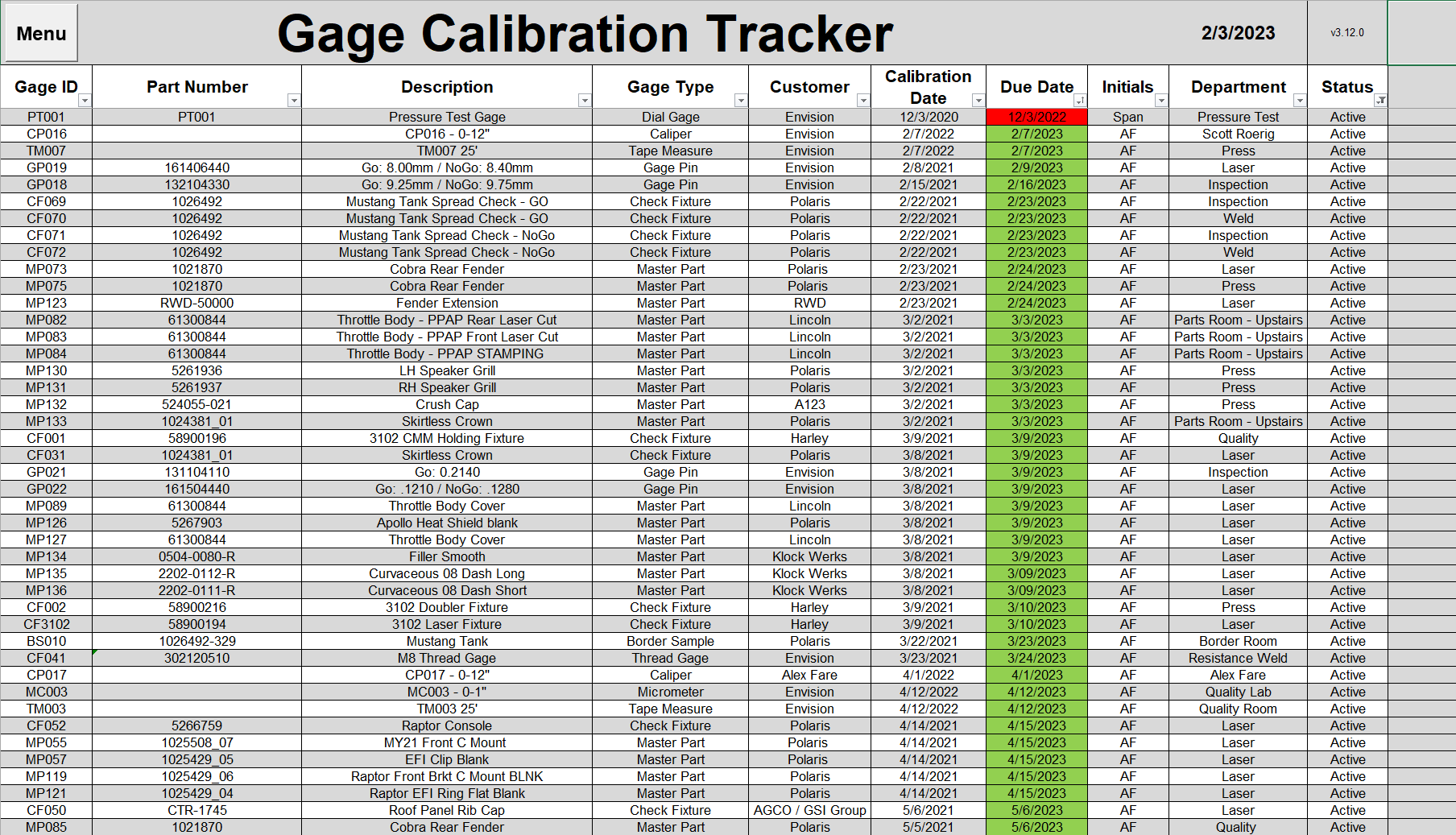 GitHub - alexfare/GageCalibrationTracker: Gage Calibration Tracker - Excel
