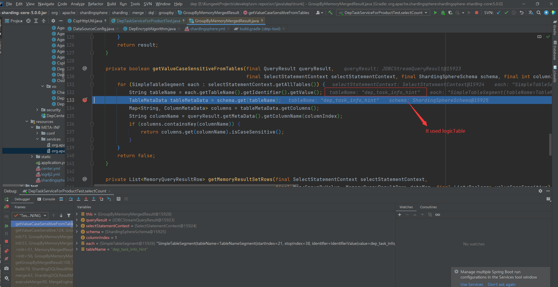 If multiple logical tables map to one actual table, aggregations such as max, sum, count will ...