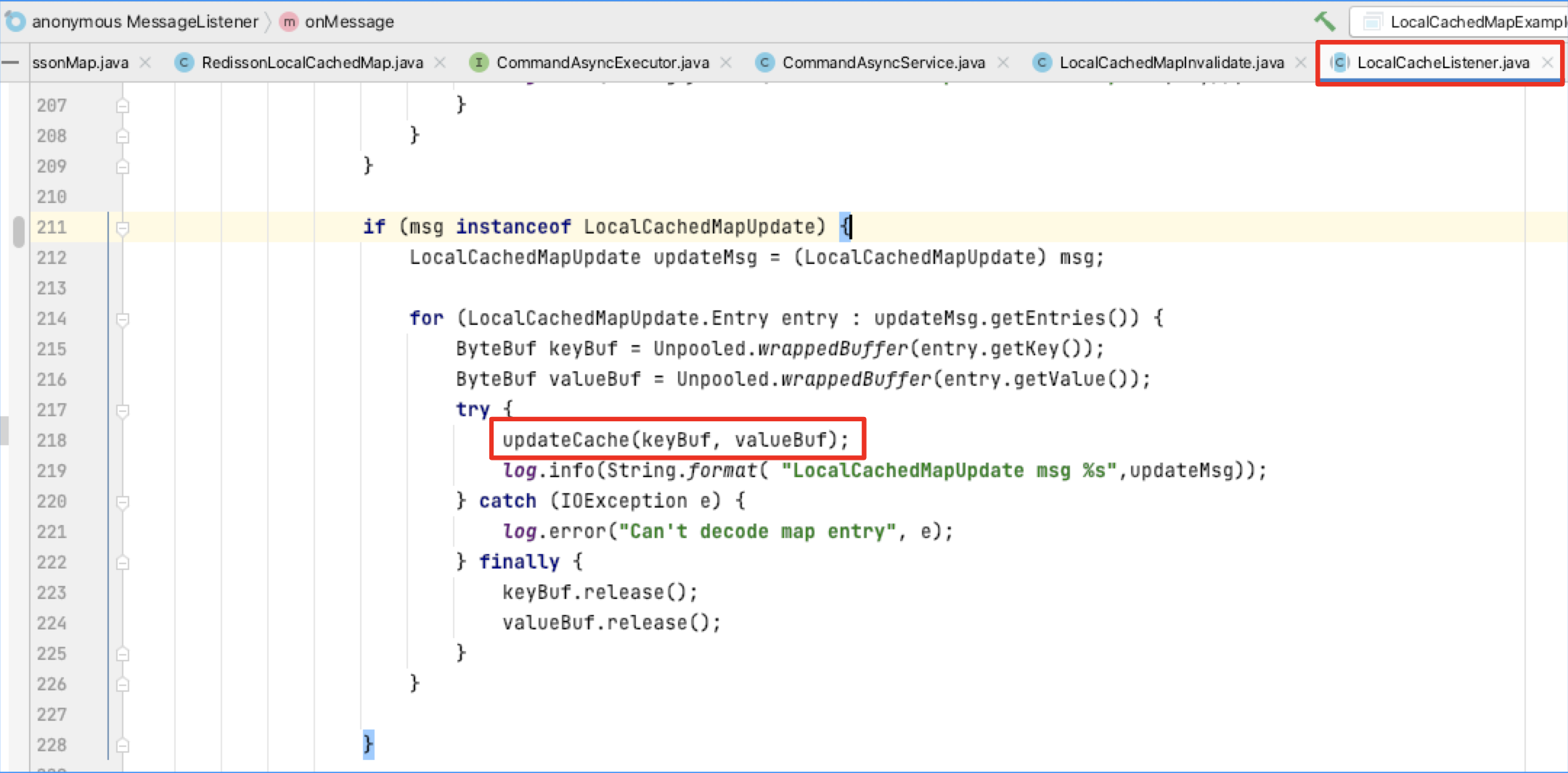use LocalCachedMapOptions.SyncStrategy.UPDATE,Perform put(), remove(), and get() operations in ...