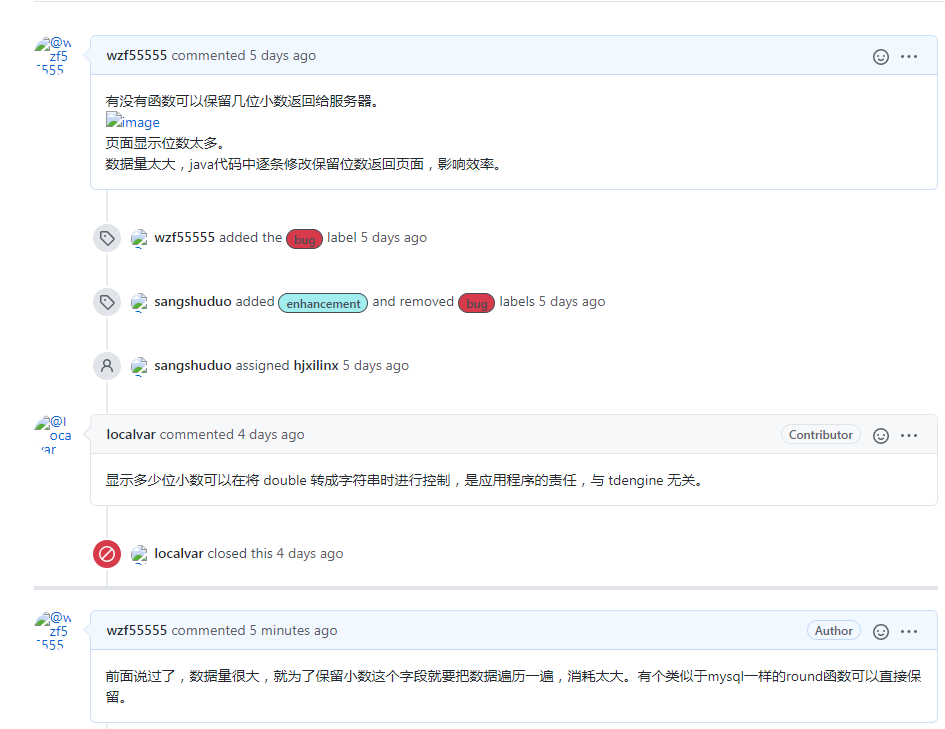 double类型字段，值中位数太多 #4610 · Issue #4643 · taosdata/TDengine · GitHub