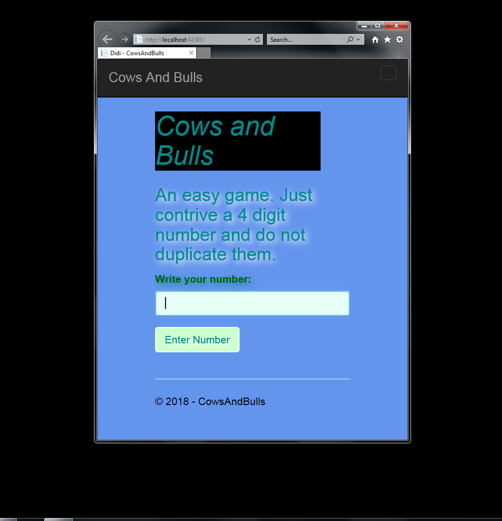 GitHub - drugotomoeaz/CowsAndBulls: ASP .NET Core implementation of "Cows and Bulls" game