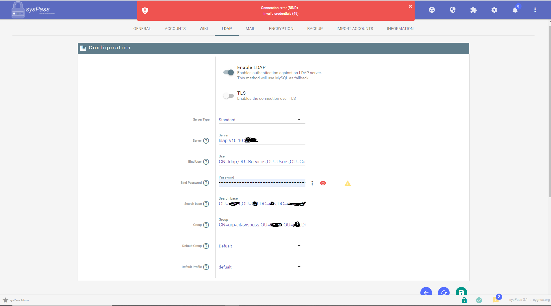 syspass ldap not working · Issue #1590 · nuxsmin/sysPass · GitHub