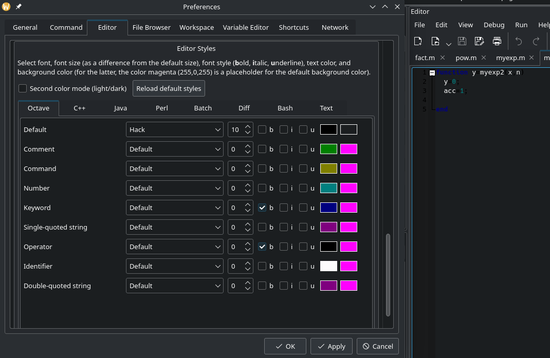 octave: editor default color scheme has terrible contrast if system is ...