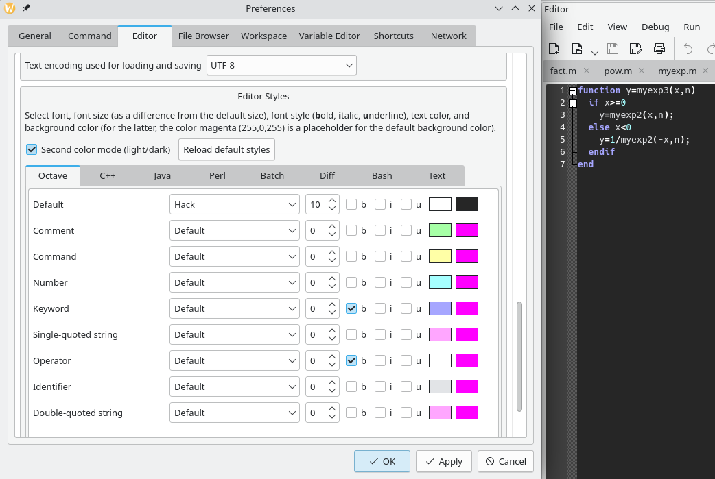 octave: editor default color scheme has terrible contrast if system is ...