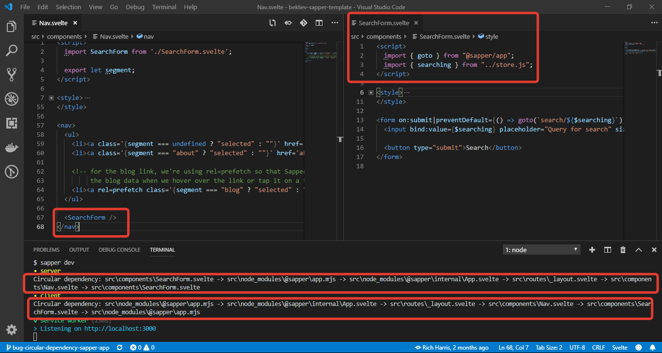 Circular Dependency Using @sapper/app · Issue #631 · sveltejs/sapper · GitHub