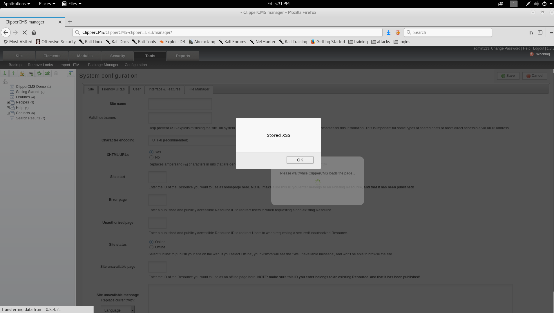 Stored XSS is found in CMS Clipper_1.3.3 version · Issue #489 · ClipperCMS/ClipperCMS · GitHub