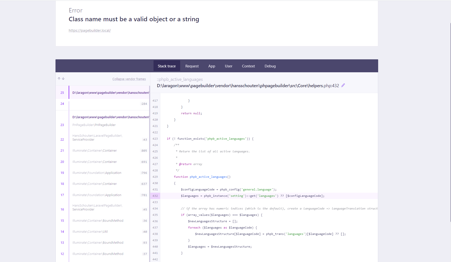 Error \hansschouten\phpagebuilder\src\Core\helpers.php:433 · Issue #51 · HansSchouten/Laravel ...