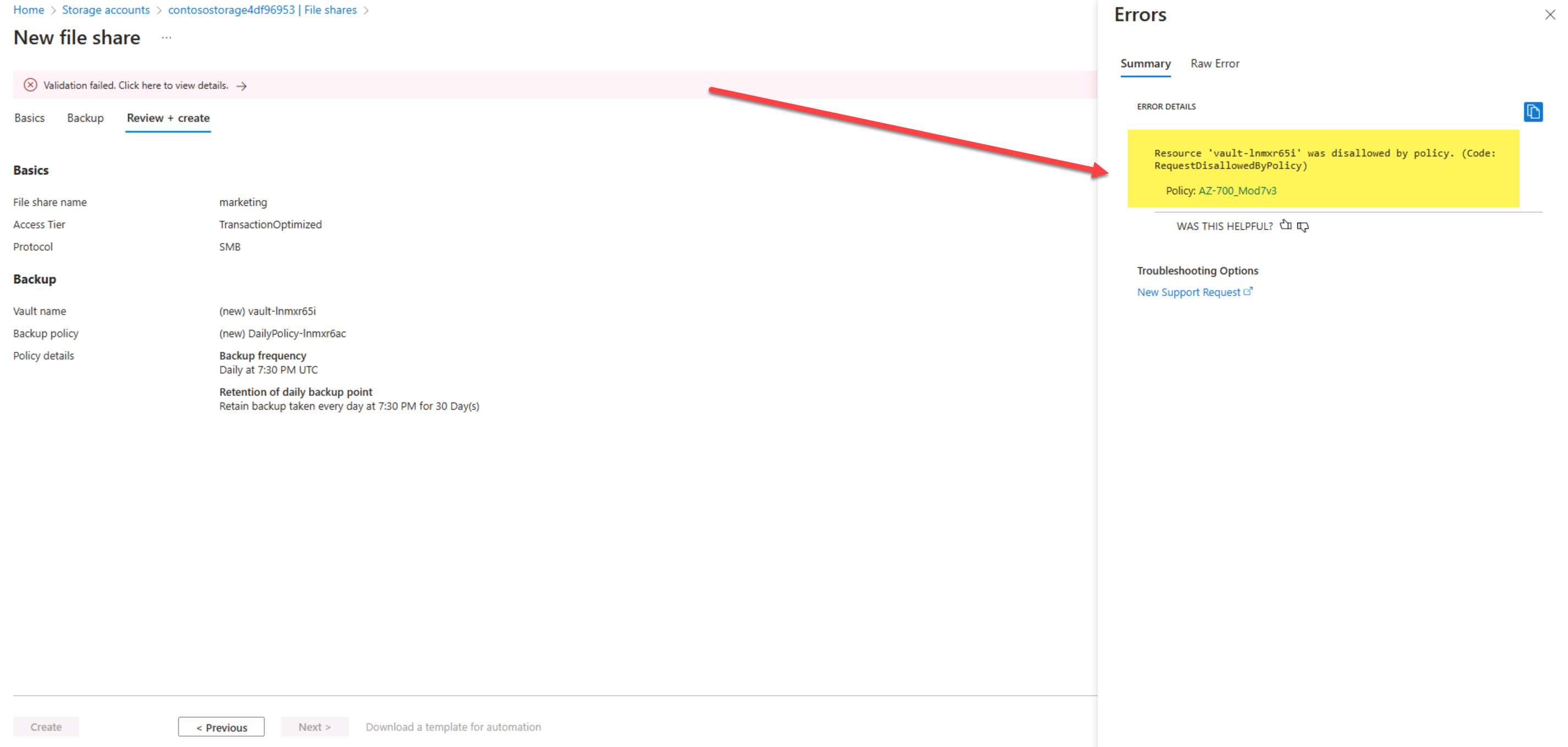 M07 - Unit5 - Task 7: Create a file share in the storage account has changed and breaks ...