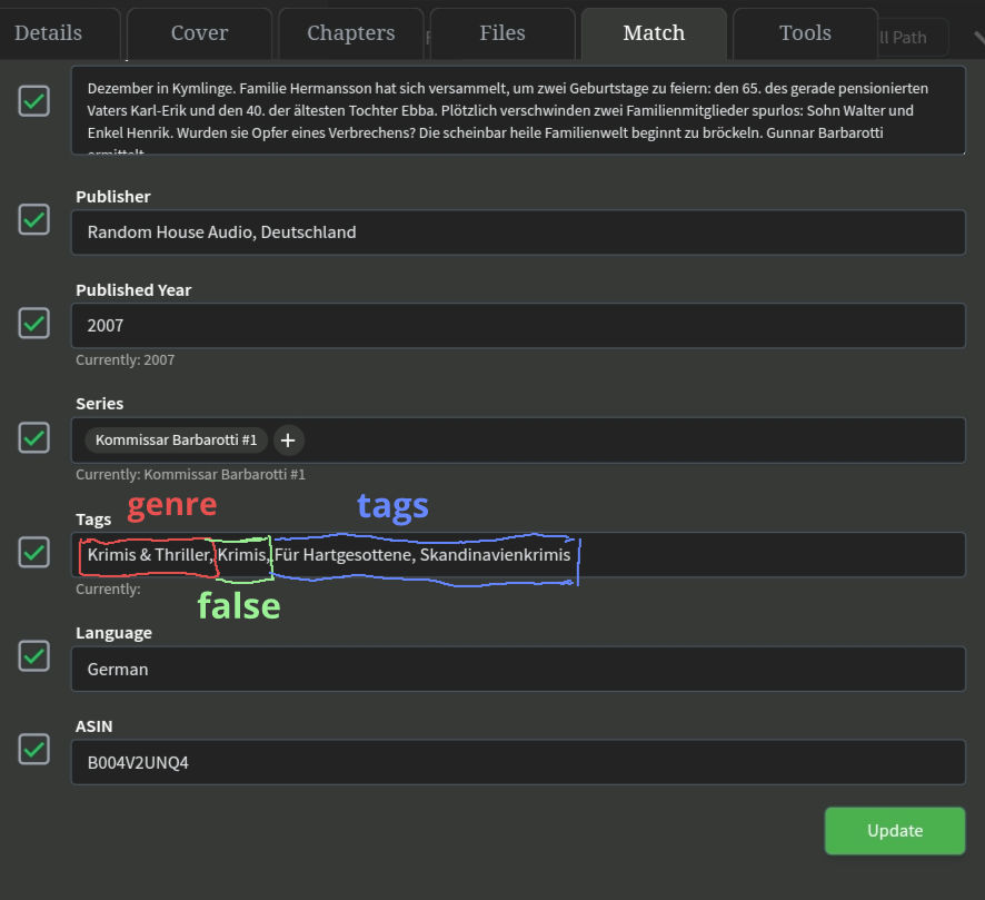 [Bug]: Incorrect transfer of genres and tags when scraping with audible (all variants) · Issue ...