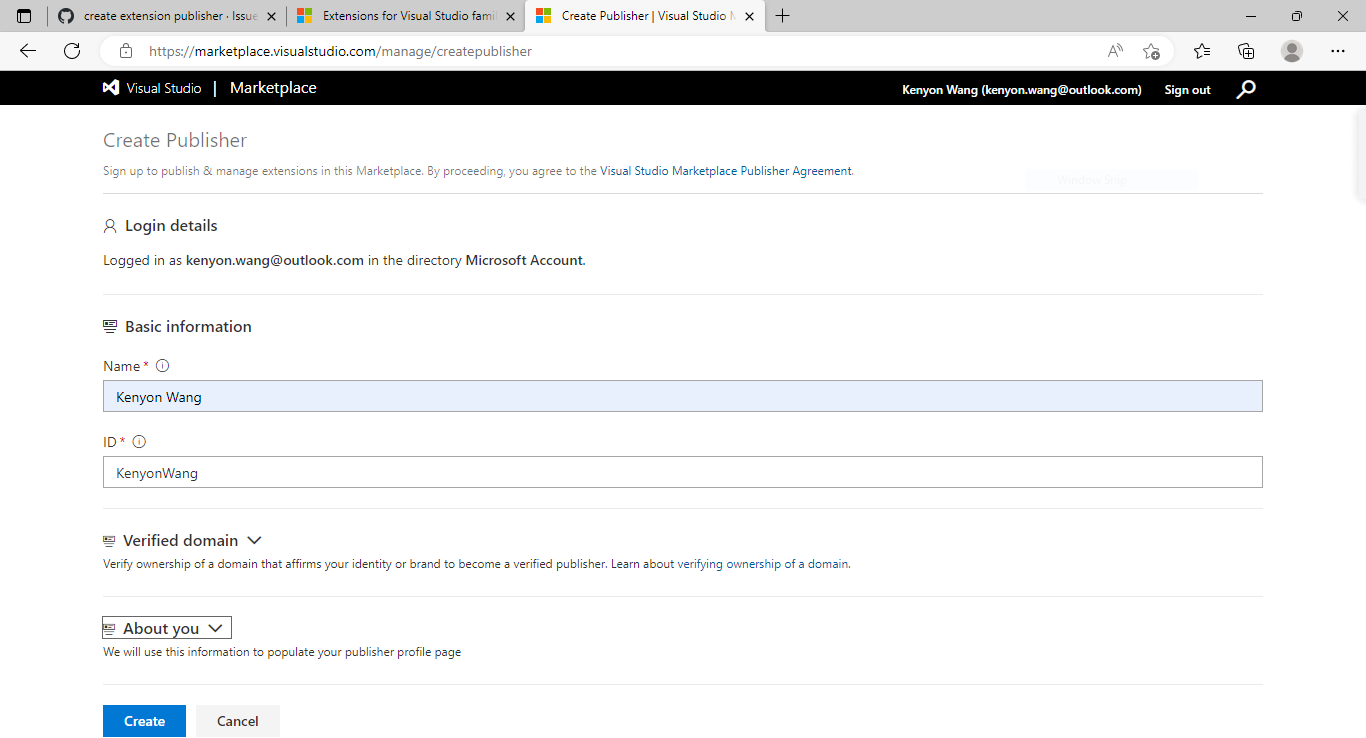 create extension publisher · Issue #563 · microsoft/vsmarketplace · GitHub