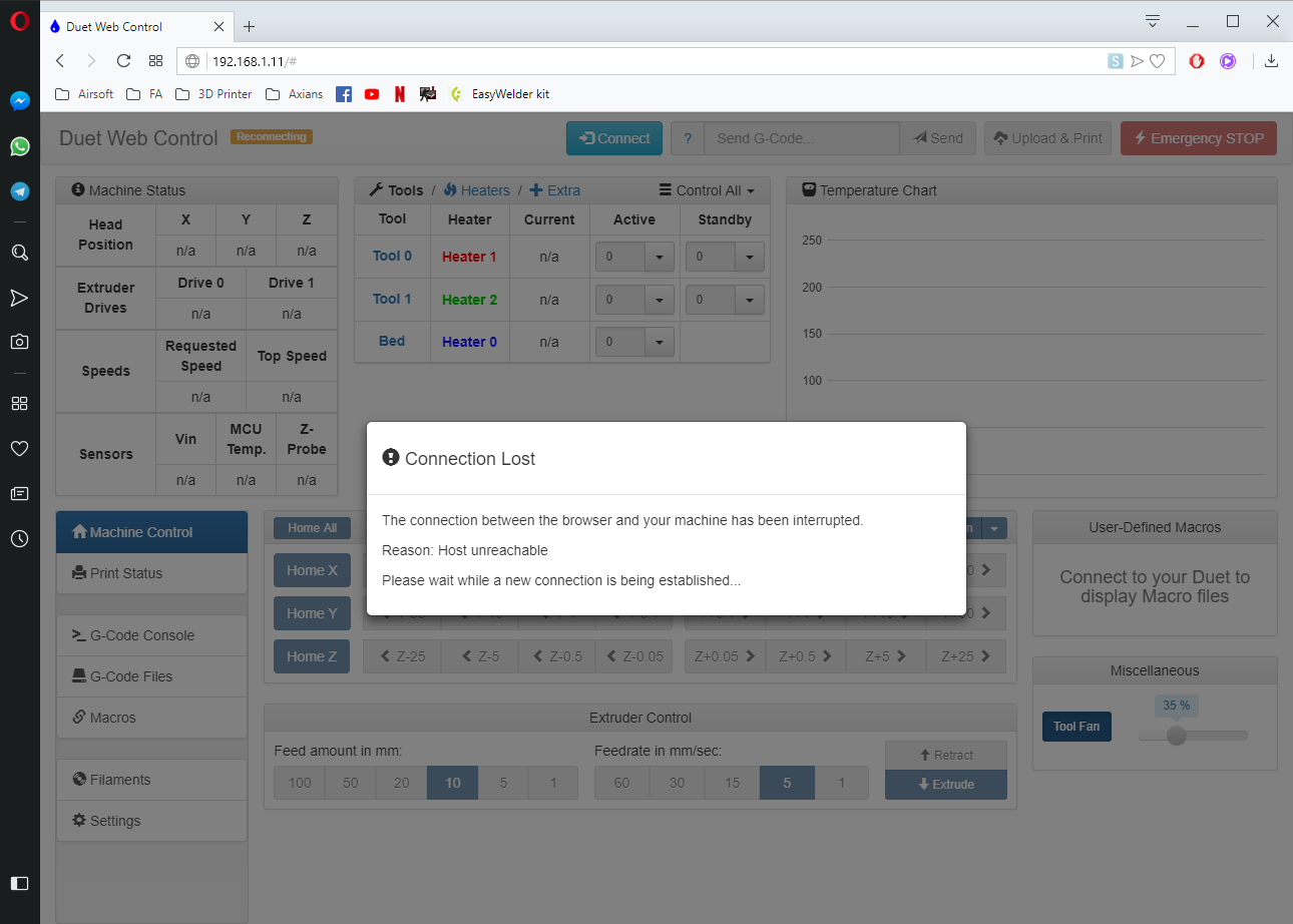 Connection Lost Randomly Duet WiFi · Issue #208 · Duet3D/RepRapFirmware · GitHub