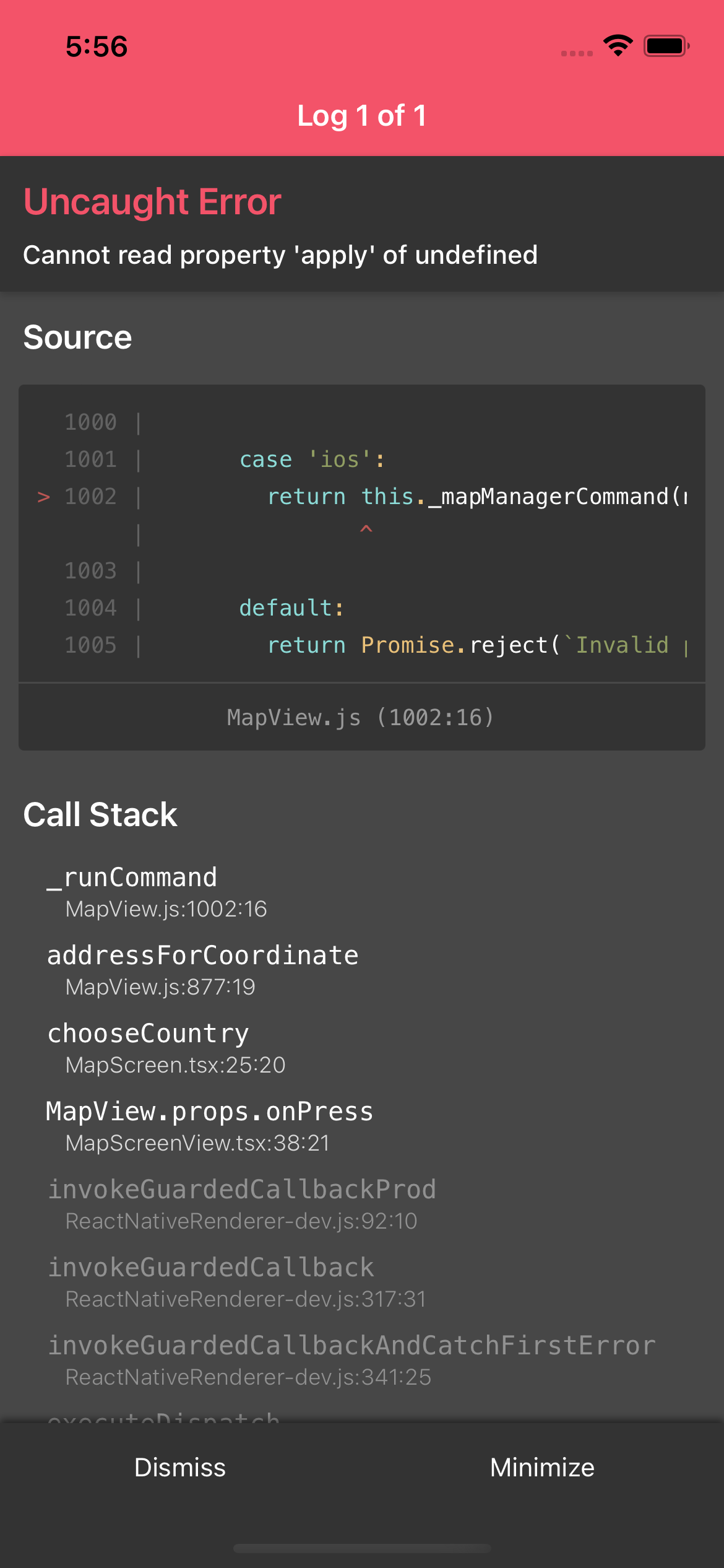 Mapview Addressforcoordinate Method Is Throwing Error As Cannot Read Properties Of Undefined