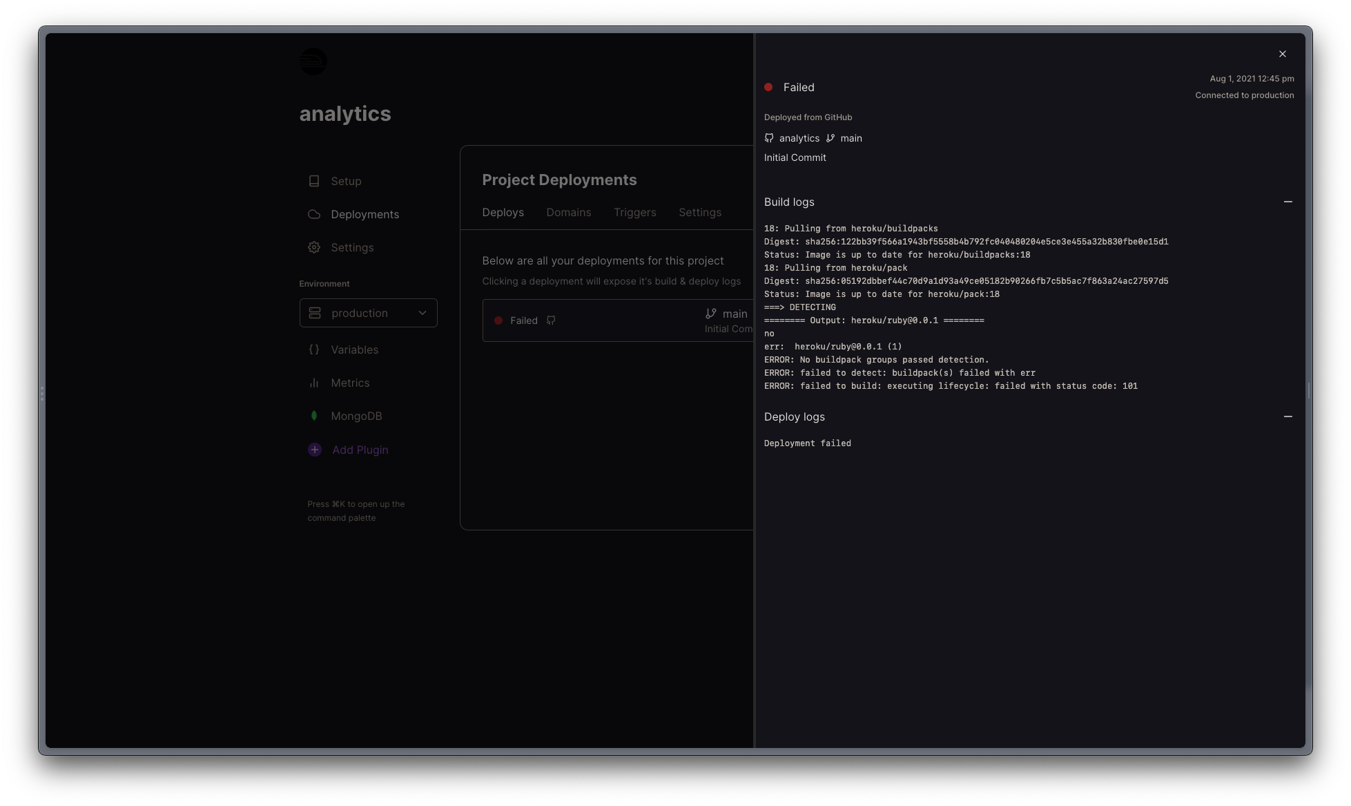Refusing To Deploy - Railway · Issue #280 · electerious/Ackee · GitHub