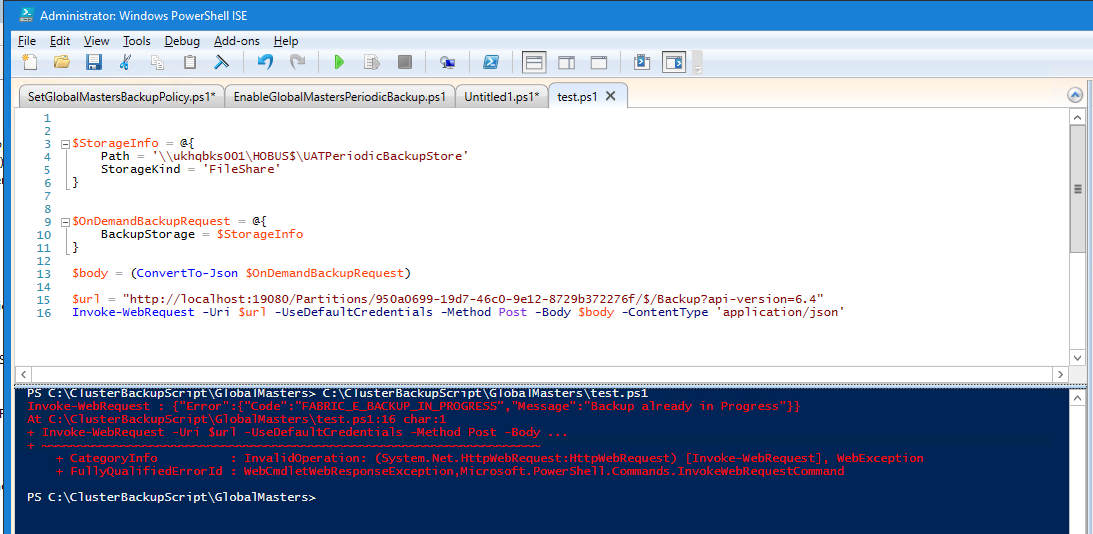 Backup restore fails occasionally with `FABRIC_E_RESTORE_IN_PROGRESS ...