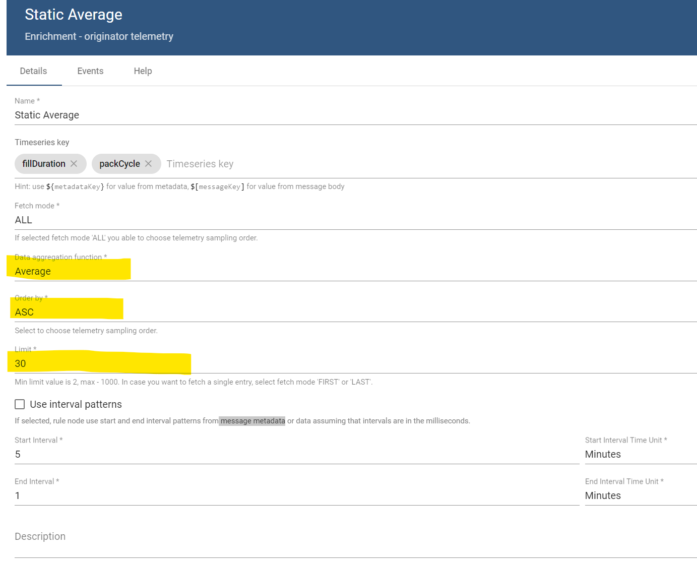 [Feature Request] "originator telemetry" let the "limit" for aggregation function be reference ...