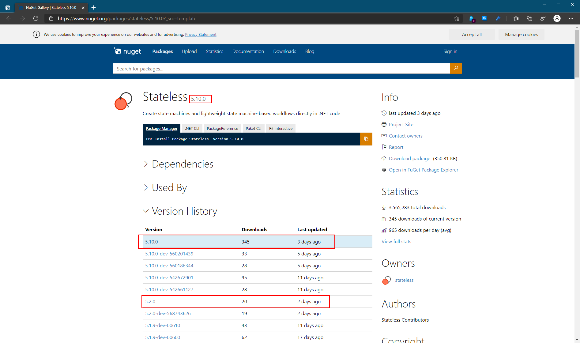 Nuget version different from changelog · Issue #433 · dotnet-state-machine/stateless · GitHub