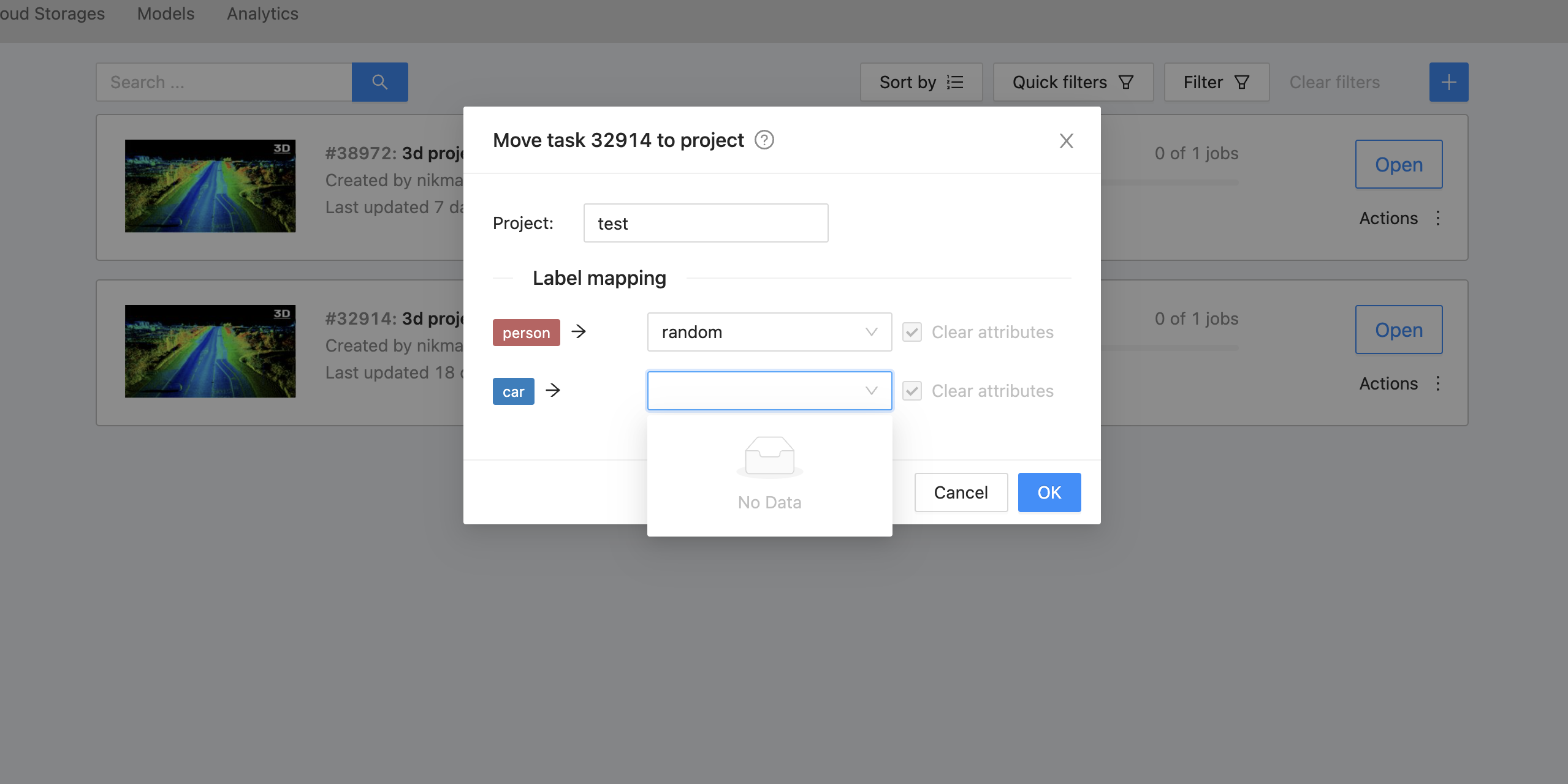 Mapping M:1 doesn't work when move a task to a project · Issue #5382 · cvat-ai/cvat · GitHub