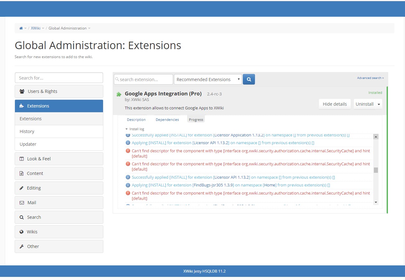 Can't get trial license on XWiki 11.2, Progress log errors, Console errors · Issue #57 ...