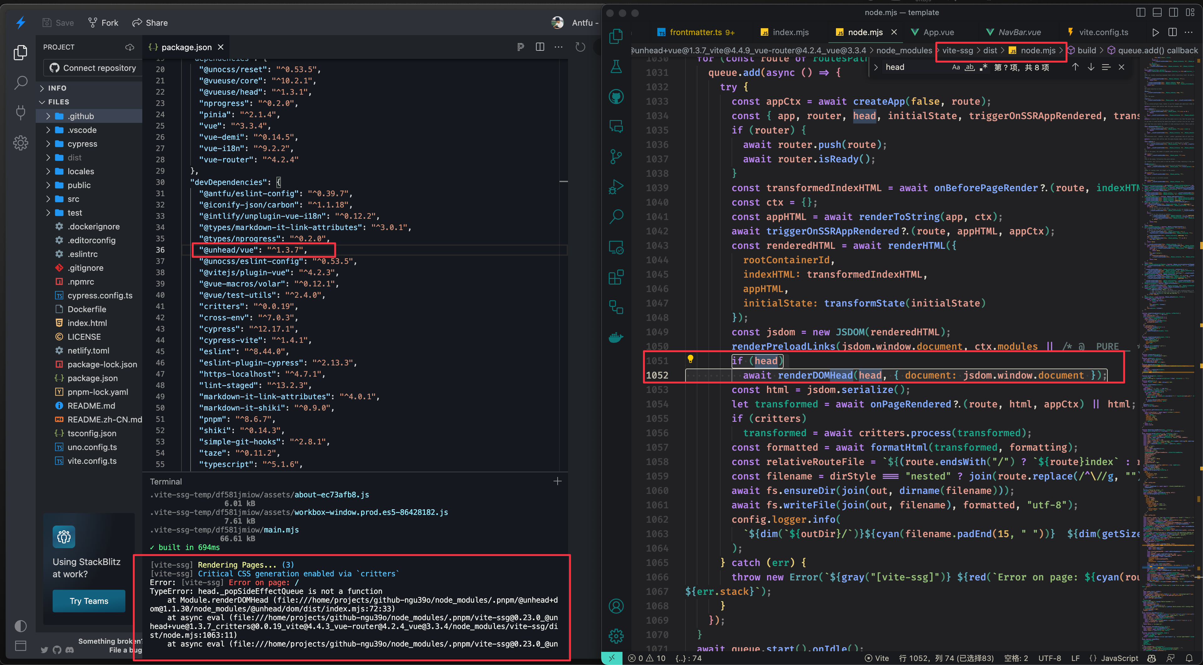 bug:unhead build error · Issue #368 · antfu-collective/vite-ssg · GitHub