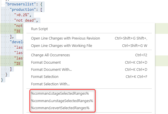 "Stage Selected Ranges" displayed as "%command.stageselectedranges%" · Issue #79174 · microsoft ...