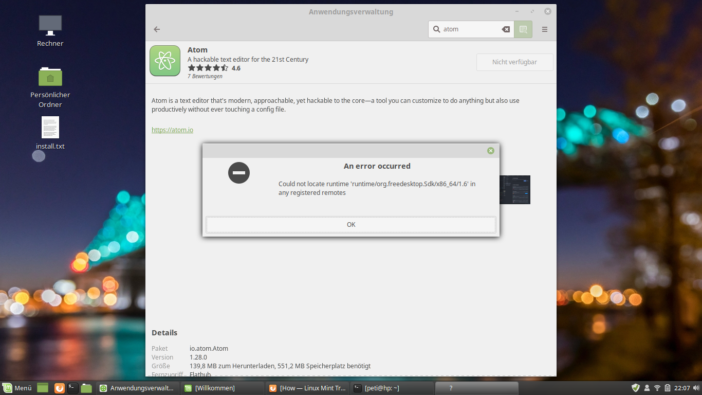 Can't install flatpaks from mintinstall on 19 · Issue #195 · linuxmint/mintinstall · GitHub