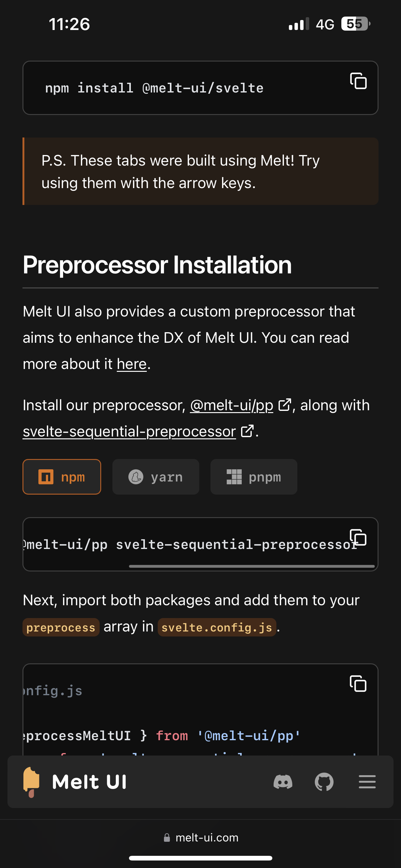 🐛Bug: [Docs] Copy button sometimes blocks code block content · Issue #282 · melt-ui/melt-ui · GitHub