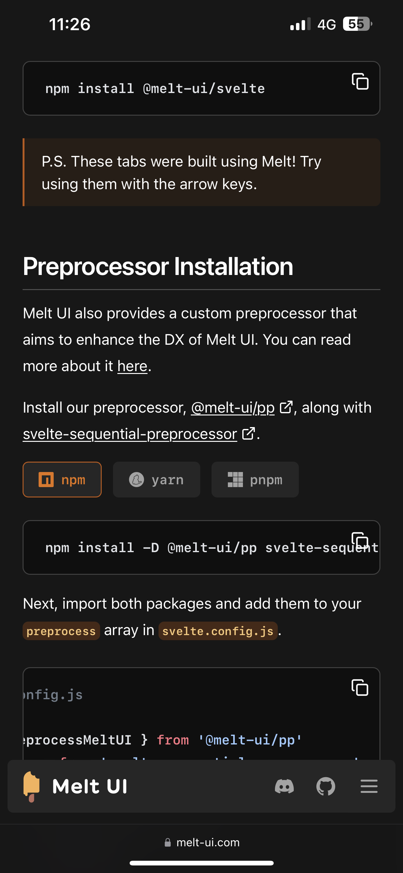 🐛Bug: [Docs] Copy button sometimes blocks code block content · Issue #282 · melt-ui/melt-ui · GitHub