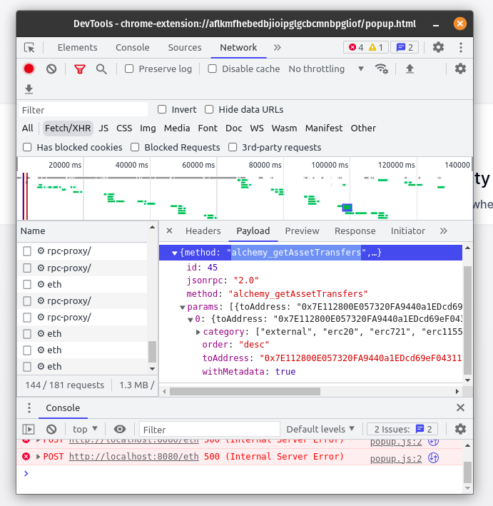 Using A Custom Blockchain Proxy Rpc For Ethereum And Extension Still Calls Alchemy 