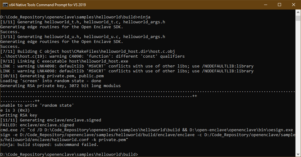 Trouble executing sample projects · Issue #2449 · openenclave/openenclave · GitHub