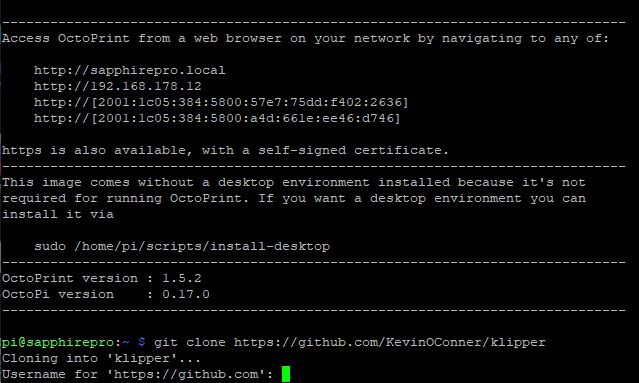 What is the user/password for github clone klipper, the ssh sessions asks for it? · Issue #3678 ...