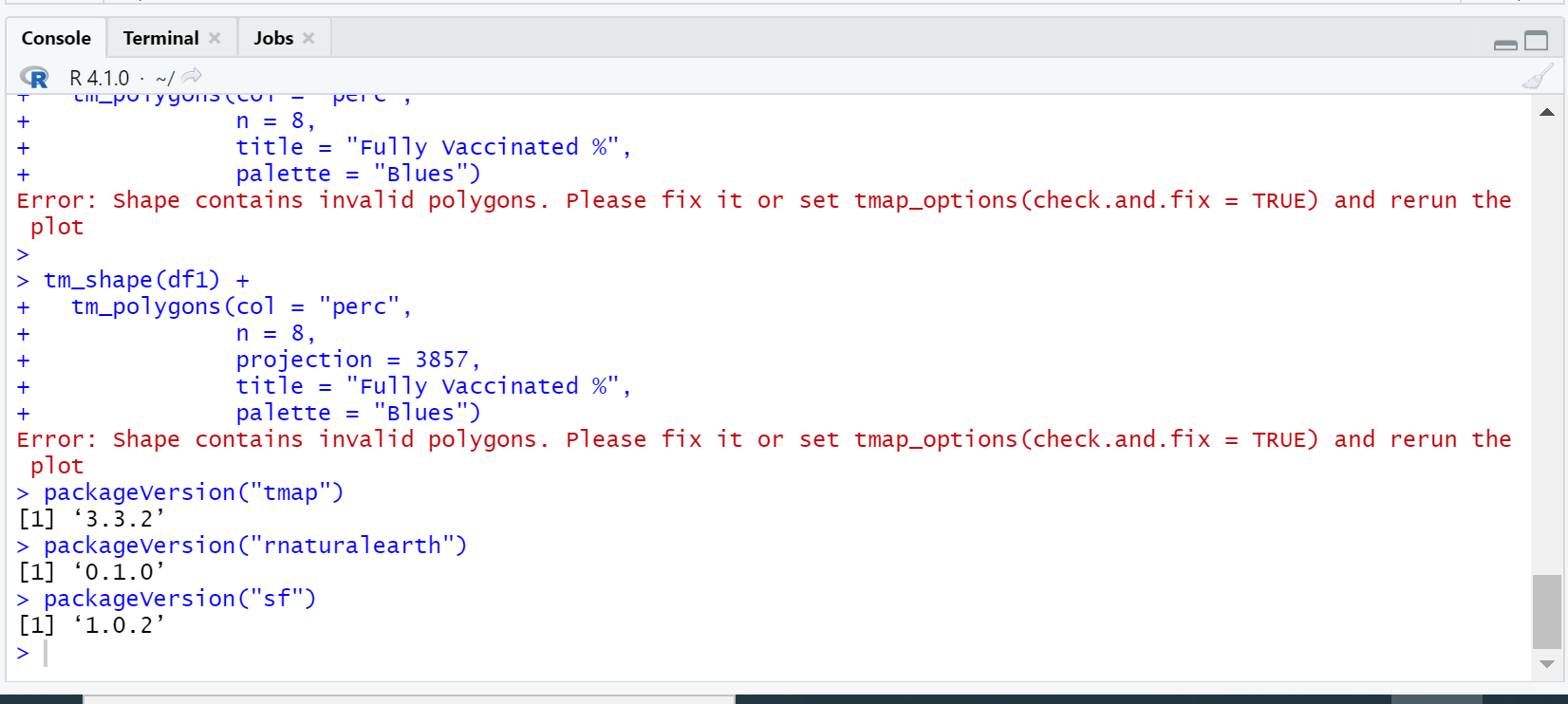 Error: Shape contains invalid polygons. Please fix it or set tmap ...