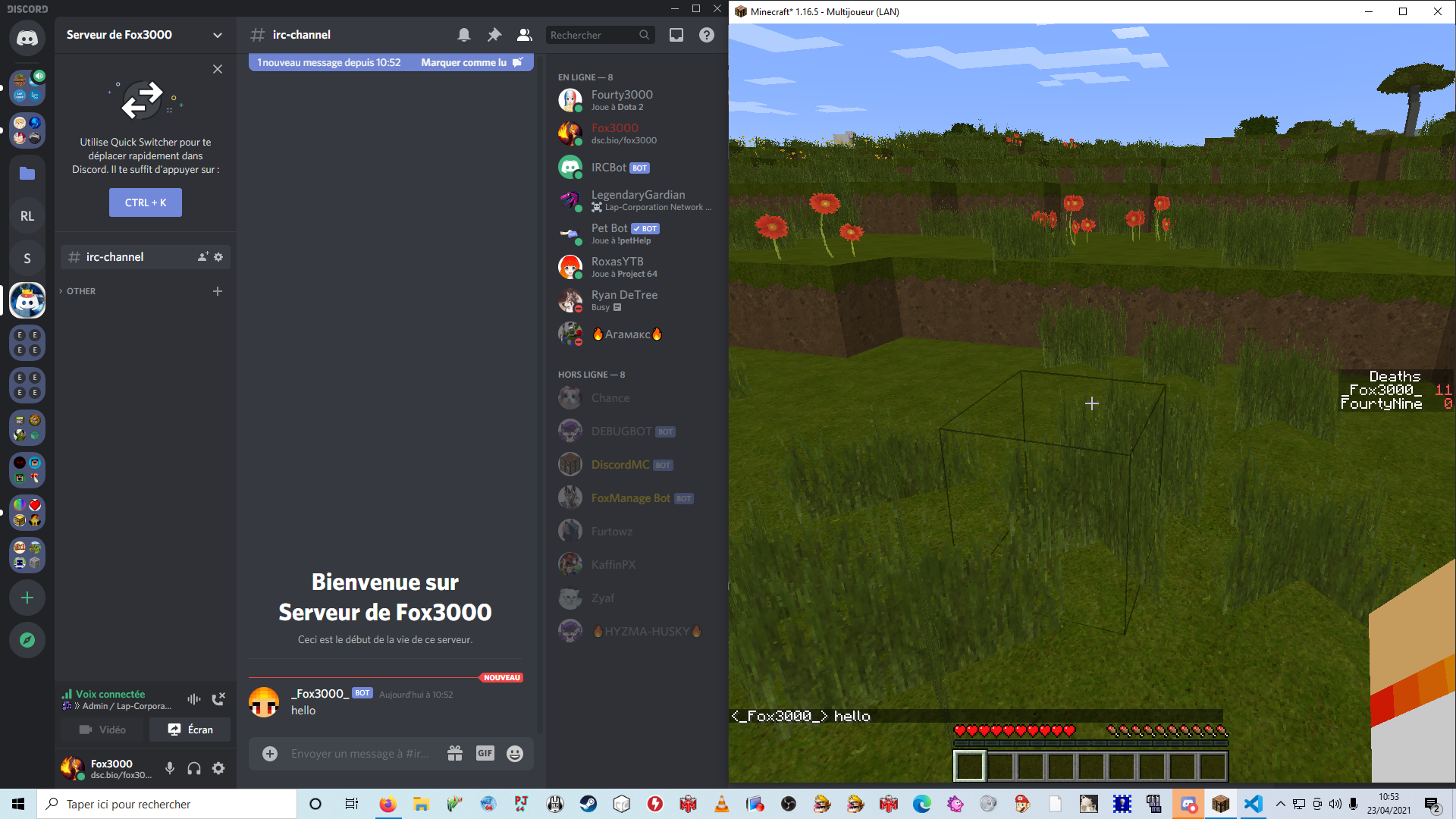 GitHub - fox3000foxy/DiscordMC_IRC: An IRC between Discord and Minecraft